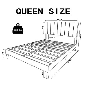 Queen Platform Bed Frame Black Velvet Upholstered Bed Frame with Vertical Geometric Adjustable Headboard,Wooden Slats Support,No Box Spring Needed,Mattress Foundation,Easy Assembly,Noise Free Design