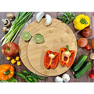 (Set of 12) 12" Round Bulk Plain Bamboo Cheese, Cutting Board | For Customized, Personalized Engraving Purpose | Wholesale Premium Bamboo Board