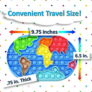 Puzzle Toy World Map Countries & Continents Pop Toy Stress Relief Sensory for Girls Boys Educational Learning Geography Earth Learning Tool Preschool Elementary Stocking Stuffer