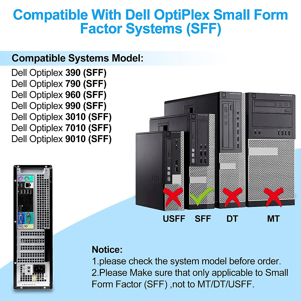 S-Union 240W Power Supply Unit Replacement for Dell OptiPlex 390 790 960 990 3010 9010 Small Form Factor System SFF H240AS-00 H240AS-01 H240ES-00 D240ES-00 AC240AS-00 AC240ES-00 L240AS-00 PH3C2