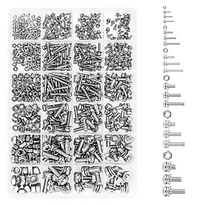 HELIFOUNER 510 Pieces Phillips Pan Head Machine Screws Nuts Washers Assortment Kit, Stainless Steel 304, Full Thread (M2 M2.5 M3 M4 M5 M6)