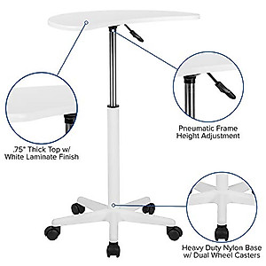 EMMA + OLIVER White Sit to Stand Mobile Laptop Computer Desk - Portable Rolling Standing Desk
