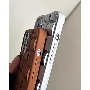 Ginkgonut Compatible with iPhone 13 Pro Case for Women/Girls, Cute 3D Laid Desgin Soft Silicone Shockproof Raised Bumper Corners Case for iPhone 13 Pro（Brown）