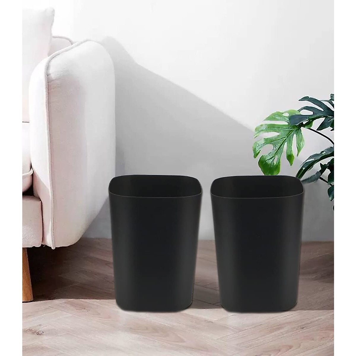 Besli 2 Gallon Small Trash Can Garbage Can Wastebasket for Bathroom Bedroom Kitchen Office (Black, 2 Pack)