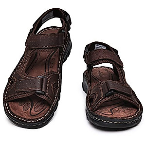 Arkbird Men's Athletic Sandals, Open Toe Nubuck Leather Fisherman Sandals for Men, Coffee, Size 8