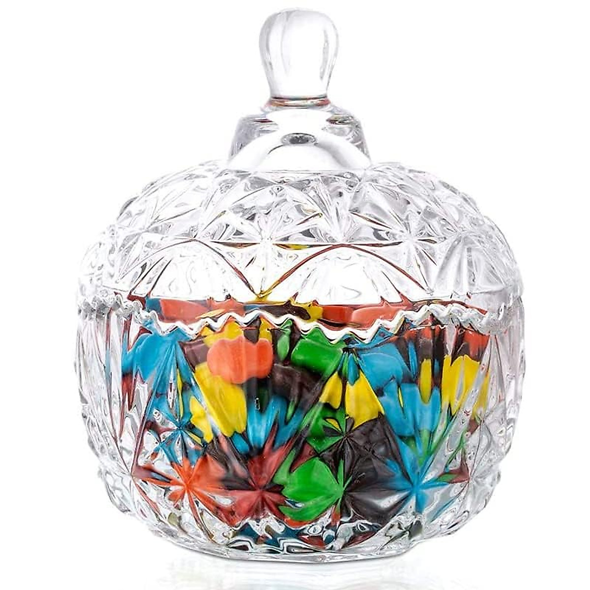 NN Glass Candy Storage jar with Lid Clear Sugar Dish Crystal Covered Candy Bowl Apothecary Food Buffet Container Holder