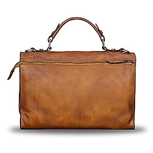 Genuine Leather Messenger Bags Satchel for Women Handmade Vintage Top Handle Crossbody Handbag Purse (Brown)