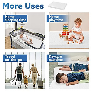 Pro Goleem Pack and Play Mattress (38’’x26’’x3.15’’), Waterproof Fitted Pack n Play Mattress Pad, Soft Playard Mattress Memory Foam Playpen Mattress Mini Crib Mattress for Babies and Toddlers