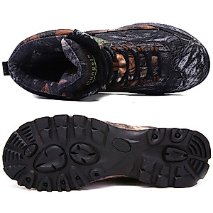 cungel Men's Hunting Boot 8-INCH Camouflage Timber Waterproof Hunter Shoes Forest Boots Jungle Anti-Slip Lightweight Breathable Durable Fishing Hiking Working Field Hunting(black camo,7.5)