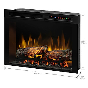 Dimplex 26 Inch Built-in Electric Fireplace - Multi-Fire XHD Firebox with Logs and Realistic Multi-Color Flames | Model: XHD26L
