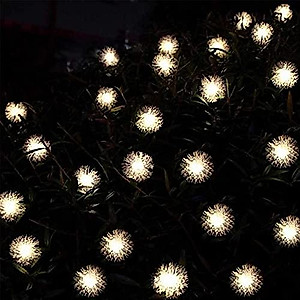 cjc String Lights, Solar String Lights 16ft/20LED Ball String Lights Waterproof for Indoor Outdoor Home Garden Lawn Patio Weddings Party(Warm White)