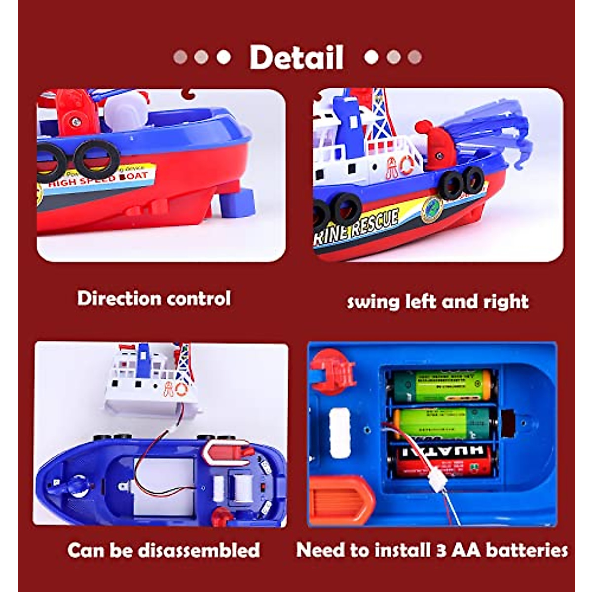 Bath Toys Yacht Toy in tub, Gift for Kids Pool Toy Light Up Float Bathtub Toy Boat with Water Sprinkler