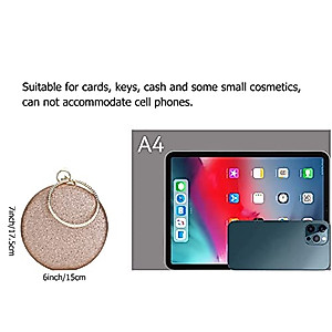 Women's Round Ball Clutch Rhinestone Ring Handle Designer Wristlets Handbag Purse Wedding Party Prom Evening Bag (Champagne)