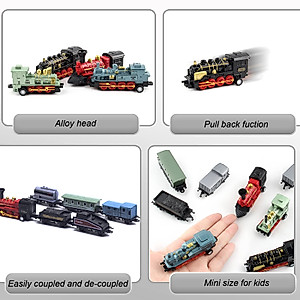 CORPER TOYS School Bus Toy Mini Train Toy Set, 4 Packs (24 PDie Cast Vehicles Pull Back Yellow Bus Model Train Playset for 3 4 5 6 Year Old Boys Girls