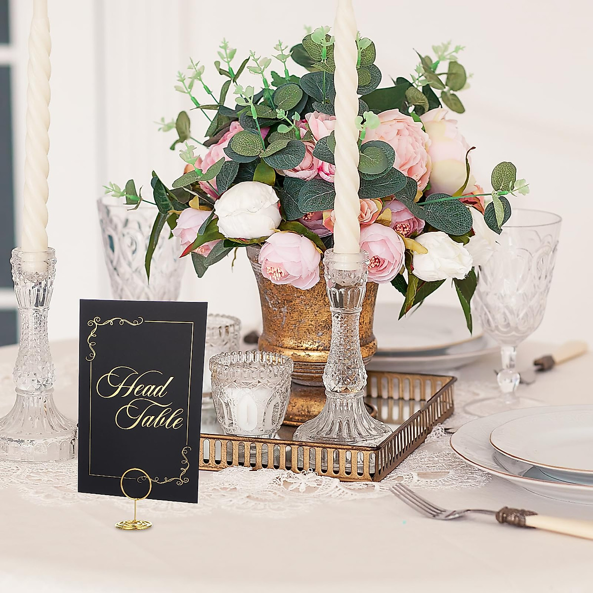 Ubamdom 31 Pack Table Number Holders, 31 PCS Gold & Black Table Number Cards with 31 Table Number Holders, 2 Inch Wedding Table Number Stands, Suitable for Restaurants, Banquets, Parties, Anniversary