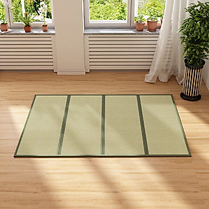 Mjkone Grass Futon Mattress with Natura Fragrance, Folding Floor Bed Suitable for Japanese and Pastoral Style, Cozy Tatami Grass Mat for Living Room-Twin
