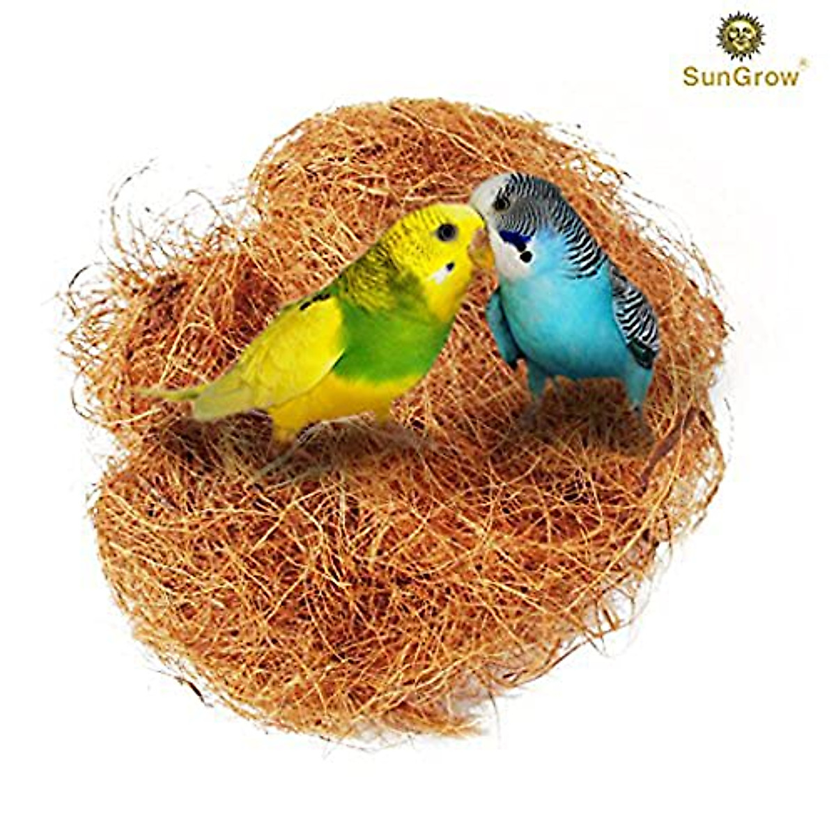 SunGrow Finch Coconut Fiber, Loose Bedding Substrate for Birds Nest Cages, Nesting Material for Budgie Hummingbird Canary Parakeet, 1.5 oz