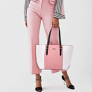 Women Purses Handbags Wallet Sets Shoulder Bags Top Handle Satchel Tote Purse Work Bag Set With Matching Wallet 3pcs WhitePink