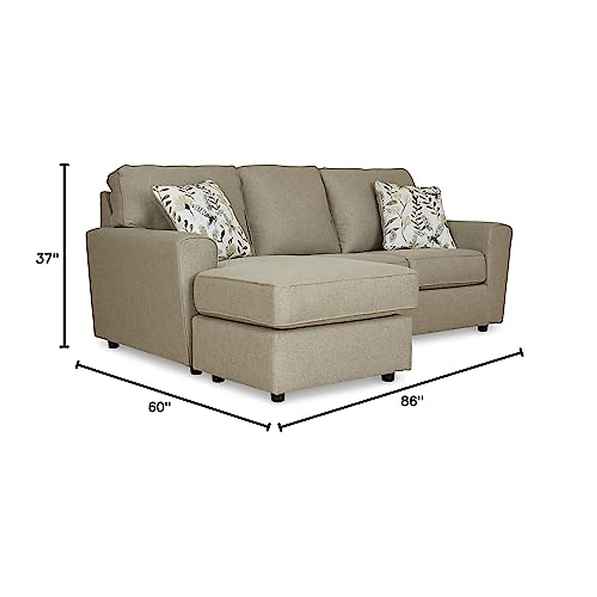 Signature Design by Ashley Renshaw Modern Sectional Sofa Couch with Chaise Lounge, Grayish Brown
