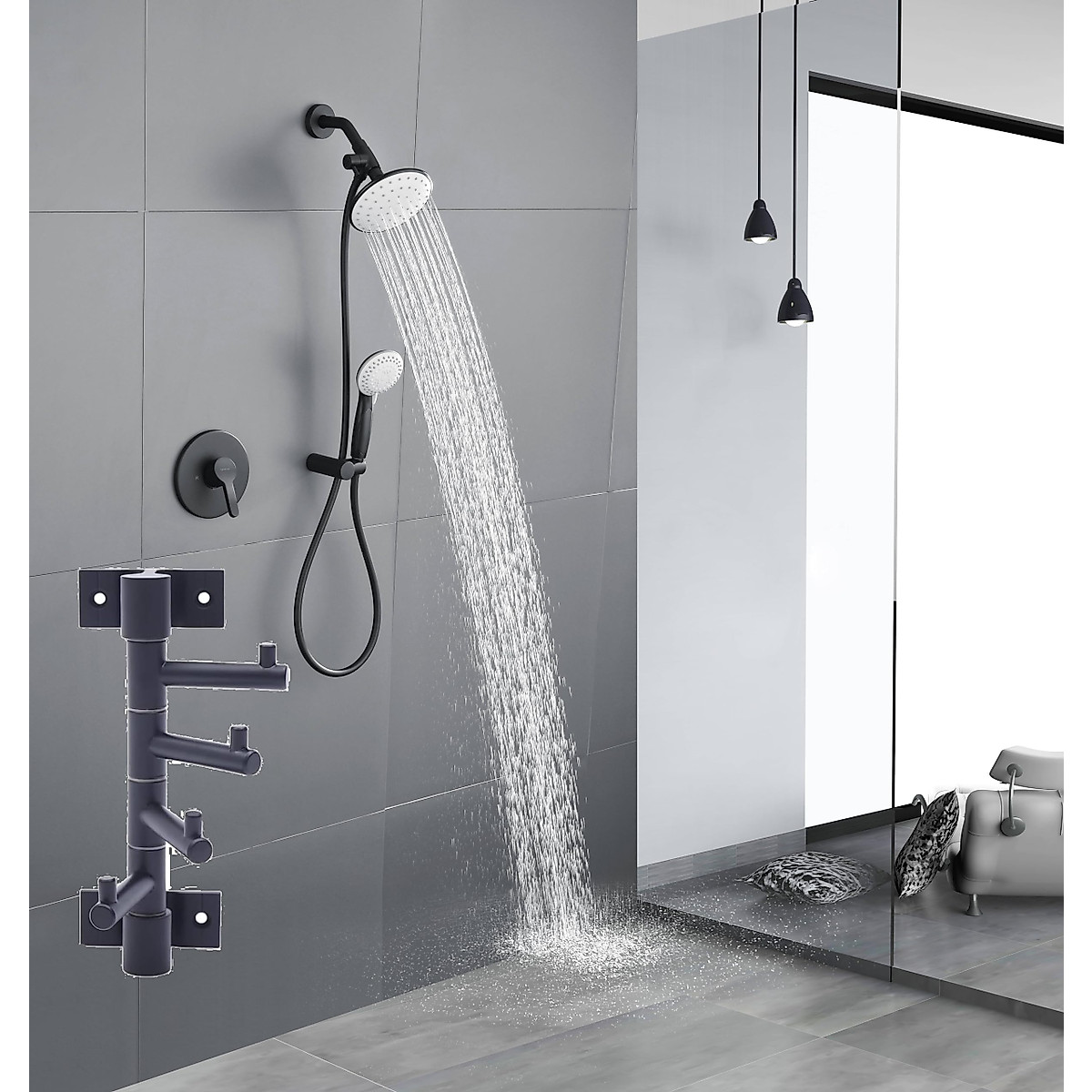 Generic Wall-Mounted Coat Rack,Wall-Mounted Coat Rack, Coat Hanger Hooks Modern Key Hanger Space-Saving Design for Door (4 Swivel Arms Black)