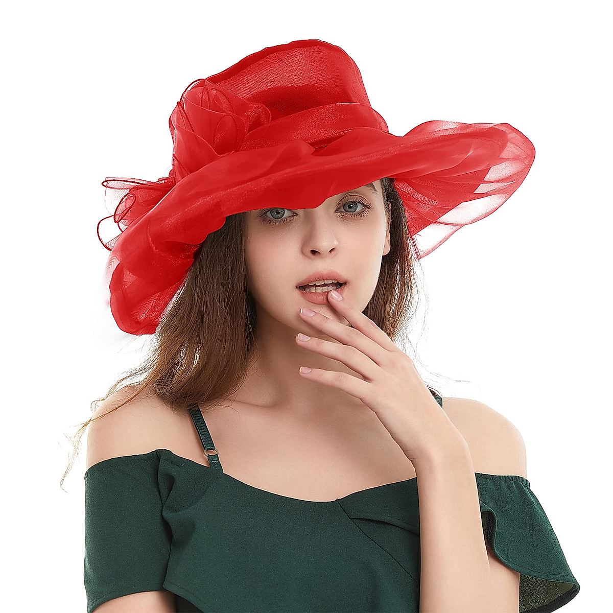 Zando Kentucky Derby Hats for Women 2024 Church Hats for Women Elegant Organza Victorian Hat Fancy Tea Party Hats Wedding Fascinators Hats for Women Fashionable Derby Hat for Women Black Hat