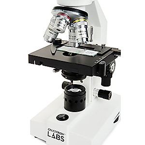 Celestron – Celestron Labs – Binocular Head Compound Microscope – 40-2000x Magnification – Adjustable Mechanical Stage – Includes 2 Eyepieces and 10 Prepared Slides