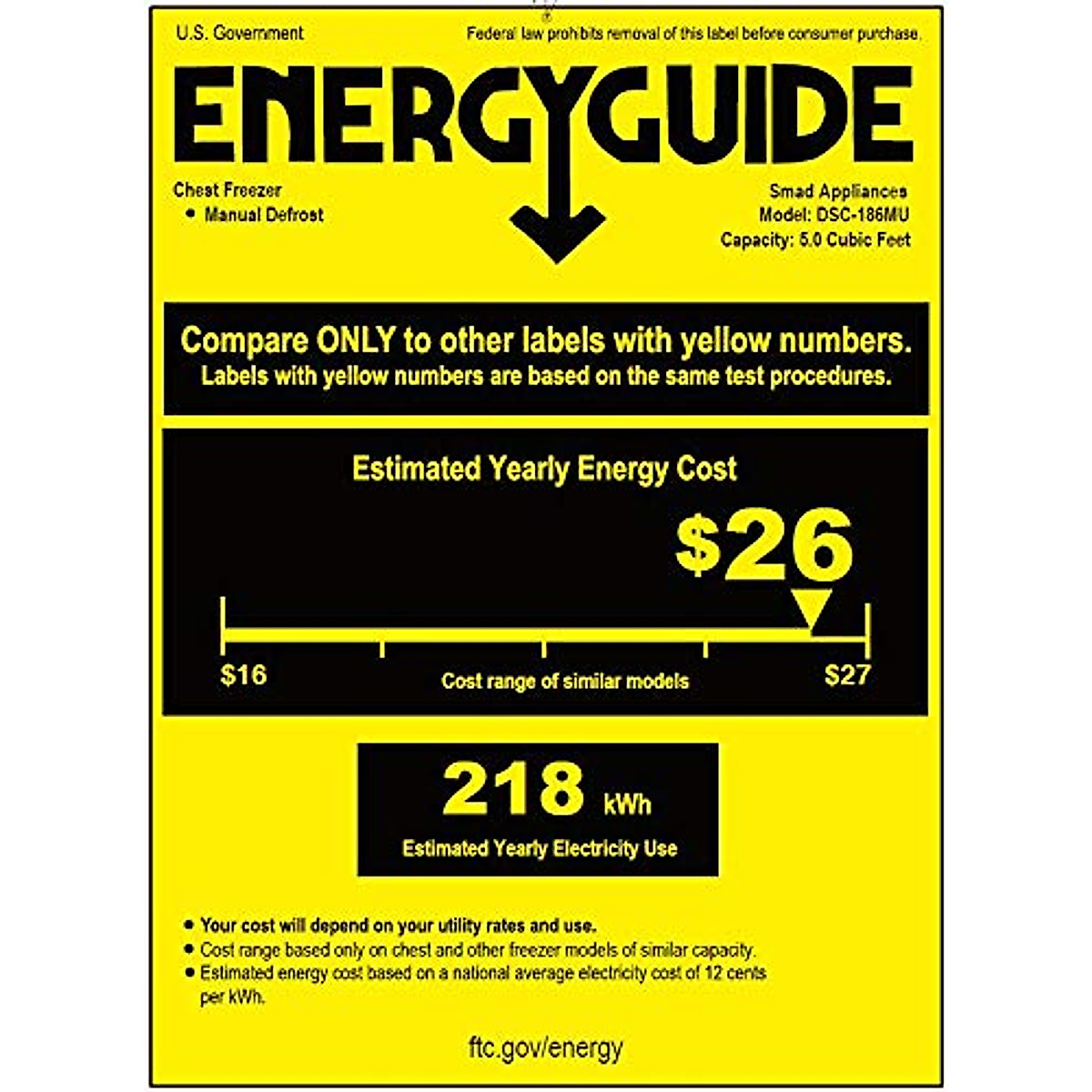 Smad Deep Chest Freezer 5 Cu.ft Low Noise Top Open Freezer with Removable Hanging Basket Auto Hold Door Hinges Front Drain, White