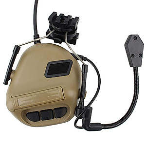 Hearing Protection Electronic Earmuffs, Helmet Microphone Tactical Headset Noise Canceling Microphone Headset for Airsoft Shooting Hunting Combats Games