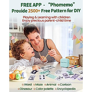 Memolife M02L Mini Printer Sticker Maker - Inkless Printer with 1 Roll Non-Adhesive Paper, Sticker Printer Machine for IOS + Android, Bluetooth Thermal Printer for Organizing Office Documents Printing