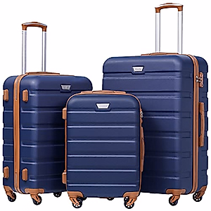 Coolife Luggage 3 Piece Set Suitcase Spinner Hardshell Lightweight TSA Lock