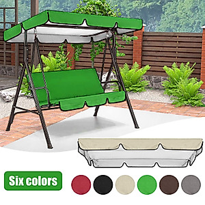 Outdoor Patio Swing Canopy Replacement, 3 Seater Porch Swing Seat Canopy Cover, Garden Furniture Covers, Waterproof Windproof Anti-UV Heavy Duty Rip Proof Garden Hammock Top Cover, 77×49 inch, Coffee