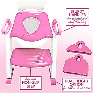 Potty Training Seat with Step Stool Ladder, Alayna Potty Training Toilet for Kids Boys Girls Toddlers Baby-Comfortable Safe Foldable Adjustable Potty Seat Trainer with Anti-Slip Pads Ladder