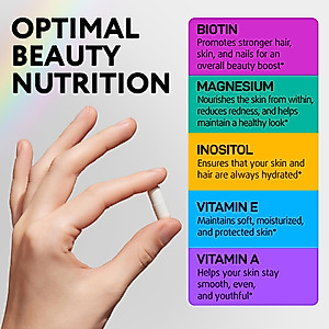 Biotin 10,000 mcg Supplement for Hair Growth with Collagen & Keratin for Hair Loss & Thinning Hair - Hair Skin and Nails Vitamins for Women & Men - Healthy Regrowth, Skin Glow & Nail Repair - 60 Pills