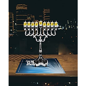 Chanukah Menorah Drip Tray - “Haneiros Hallalu” Hanukkah Glass Serving Platter - 16 Inch x 12 Inch Blue Glass Tray - Ner Mitzvah