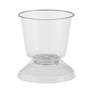Exquisite Clear Plastic Mini Stemmed Mousse Dessert Cups, Disposable Hard Plastic Tasting Cup With Lid ~ 5 oz ~ (60 Count)