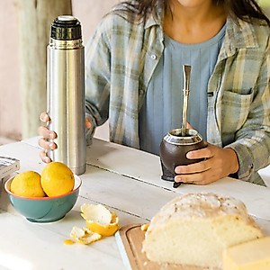 thebmate [Premium Yerba Mate Cup (Mate Gourd) - Crafted Ceramic Teacup – Dark Brown Leather Wrapped Handmade in Uruguay - Mate Torpedo - Torpedo Style