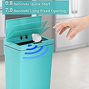 NiamVelo 50 Liter/13.2 Gallon Trash Can, Automatic Garbage Can Touch Free High-Capacity,Plastic Smudge Resistant Trash Can Kitchen Trash Can with Lid (Blue)