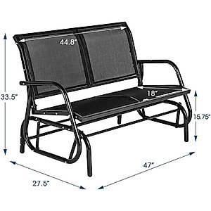 Alek...Shop Glider Bench Loveseat Rocking Chair 2-Person Seat Double Swing Chair, Essential Perfect for Patio, Porch, Garden, Indoor Outdoor
