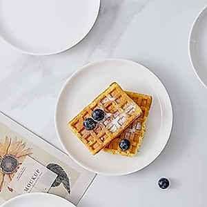 XINLTC 20-Piece Porcelain Dessert Plates, 5.6'' Round Appetizer Plates, Small White Plates for Appetizer, Cake, Sauce, Dinnerware Saucer Sets, Microwave, Oven, Dishwasher Safe