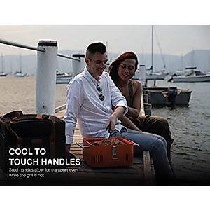 Everdure CUBE Portable Charcoal Grill, Tabletop BBQ, Perfect Tailgate, Beach, Patio, or Camping Grill, Lightweight & Compact Small Grill with Preparation Board & Food Storage Tray, Graphite