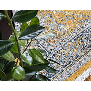 Unique Loom Baracoa Collection Area Rug - Prado (5' 5" x 8' Rectangle, Yellow/ Ivory)