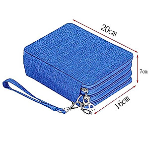 Gullor Large Capacity 3 Layers Pencil Bag Pencil Holder Organizer - 78 Slots for Colored Pencils, Blue