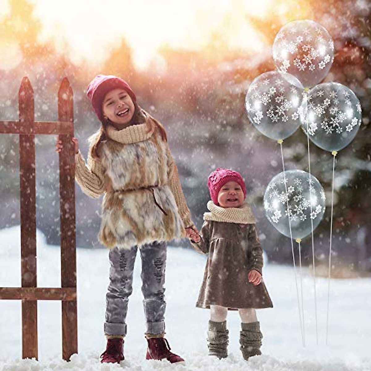 40 Pieces Clear Snowflake Balloons Winter Transparent Snowflake Latex Balloons for Christmas Birthday Wedding Party Decorations
