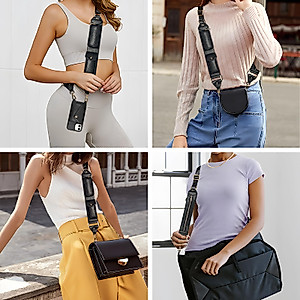 Replacement Vegetarian Leather Crossbody Strap-Adjustable Black Purse Strap,Clip & Go Shoulder Bag Strap for Handbags,Durable Thick Replacement Straps