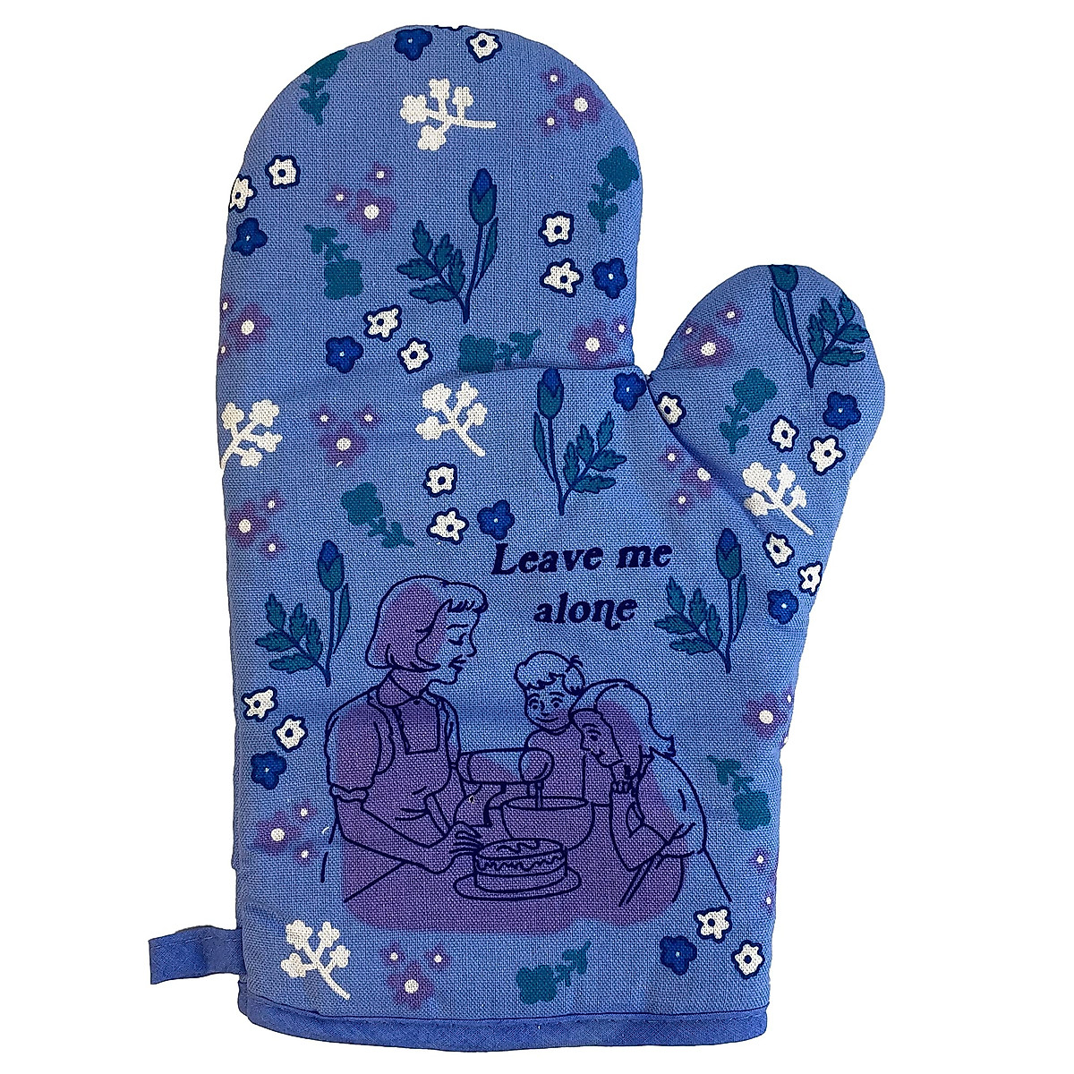 Leave Me Alone Oven Mitt Funny Family Baking Cookies Cake Graphic Novelty Kitchen Glove Funny Graphic Kitchenwear Funny Introvert Novelty Cookware Blue Oven Mitt