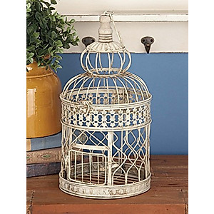 Deco 79 Metal Round Birdcage with Latch Lock Closure and Hanging Hook, Set of 2 22", 18"H, Cream