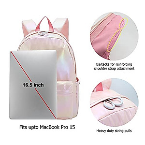 Cheryl & Wong Colorful Lightweight Classic Cute School Work Bookbag for Adult Boys Girls Kids (Middle, Gradient Pink)