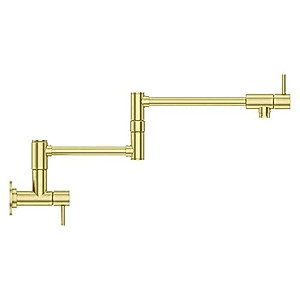Pfister Lita Pot Filler Kitchen Faucet, 2-Handle, Wall Mounted, Single Hole, Brushed Gold Finish, GT533PFBG