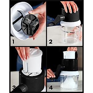 Manual Ice Shaver - Snow Cone Machine with Ice Cube Tray, Stainless Steel Blades, & Large Container - Portable Crushed Ice Machine for Home - Shaved Ice Maker Kit for Kids Snowcones, Slushies & More