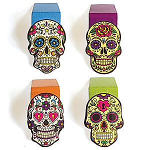 Paper House Productions Cliplets Set of 4 1" Magnetic Die-Cut Page-Top Bookmarks - Sugar Skulls